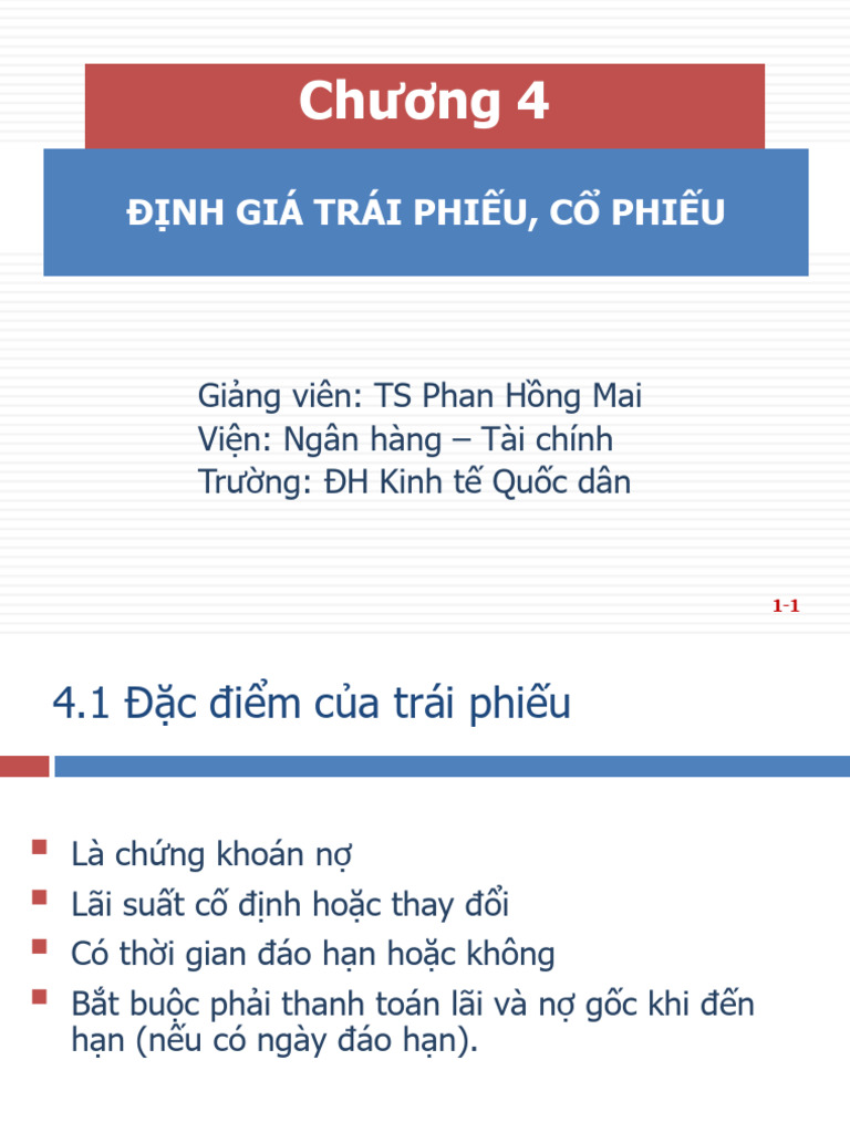Handout - TCDN 1 - Chuong 4 - Dinh gia TP, CP - update 2023 | PDF
