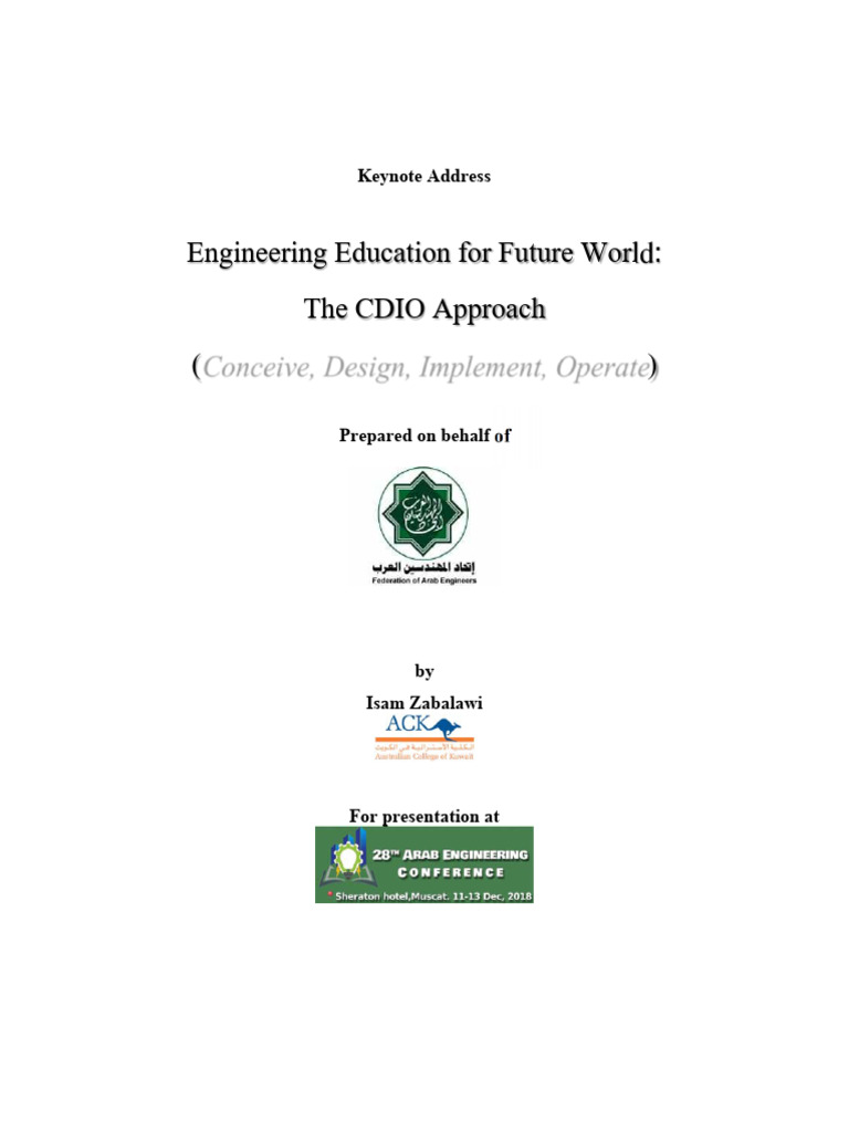 Engineering Education for Future World-The CDIO Approach TEXT | PDF | Learning | Curriculum