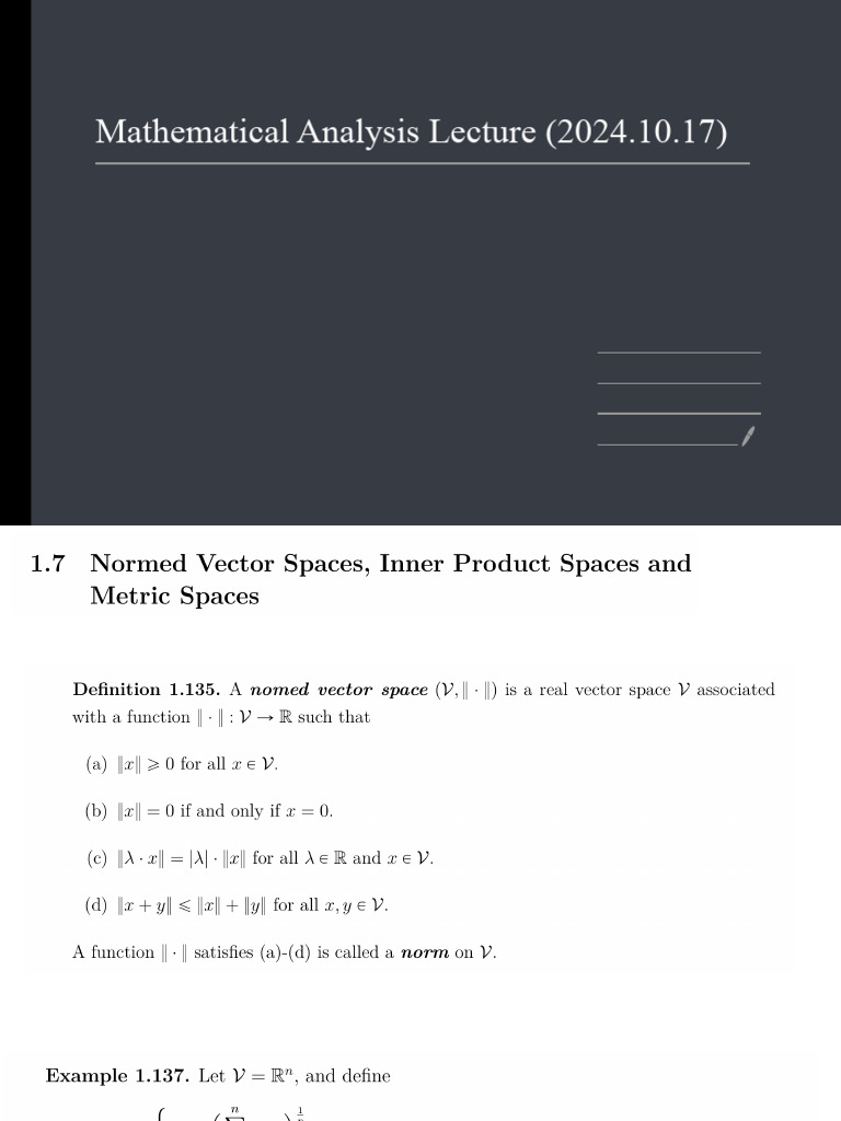 Mathematical Analysis Lecture 20241017 - 241019 - 114136 | PDF | Mathematical Analysis | Metric ...