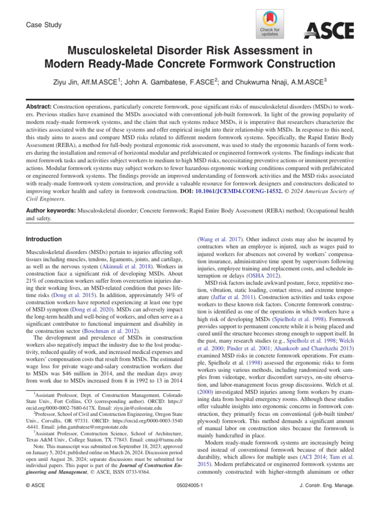 Jin Et Al 2024 Musculoskeletal Disorder Risk Assessment in Modern Ready ...