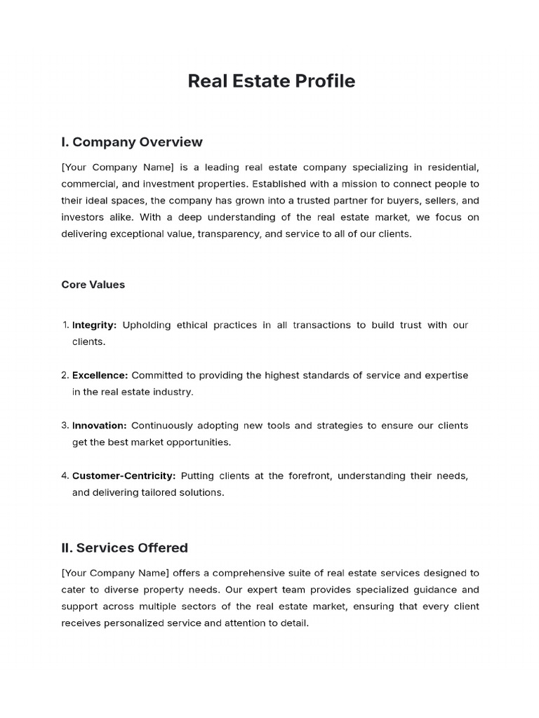 Real Estate Profile Template | PDF