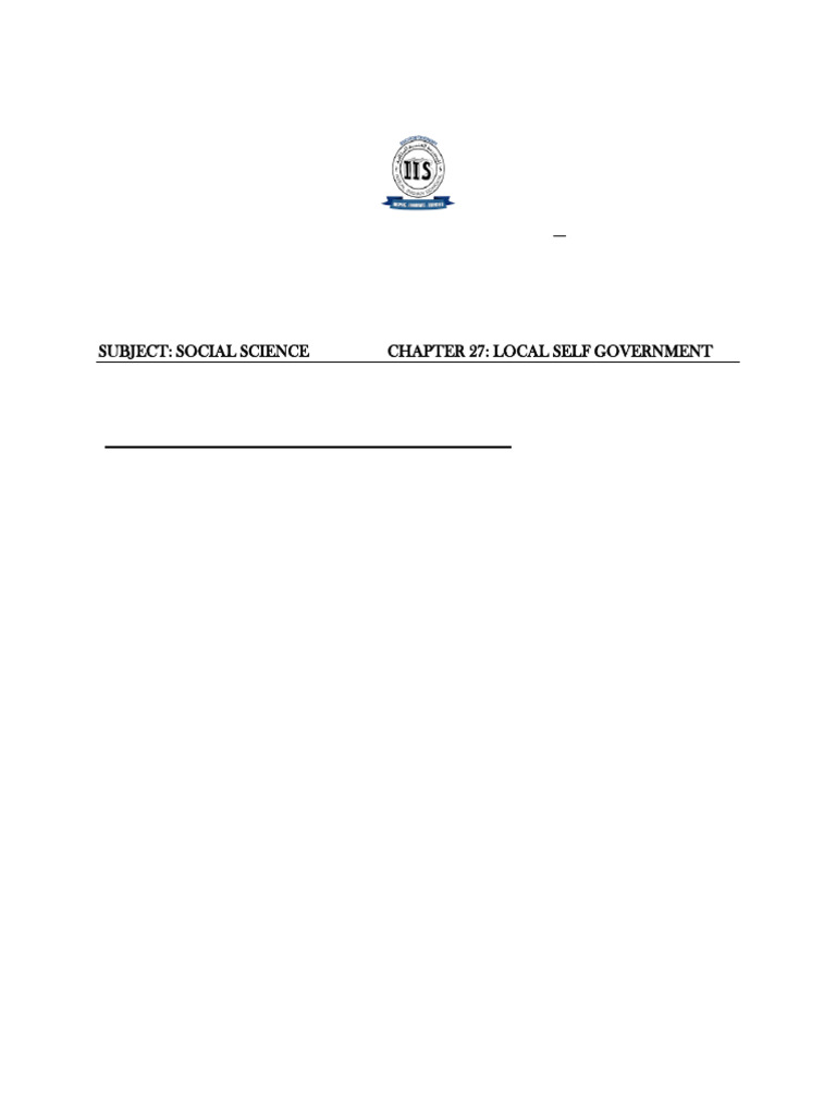 Importance of Local Self-Government | PDF | Government | Government Of ...