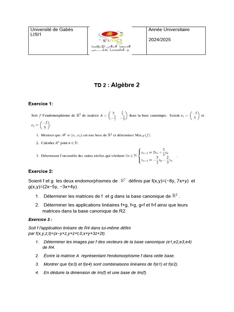 Td2 Algébre | PDF