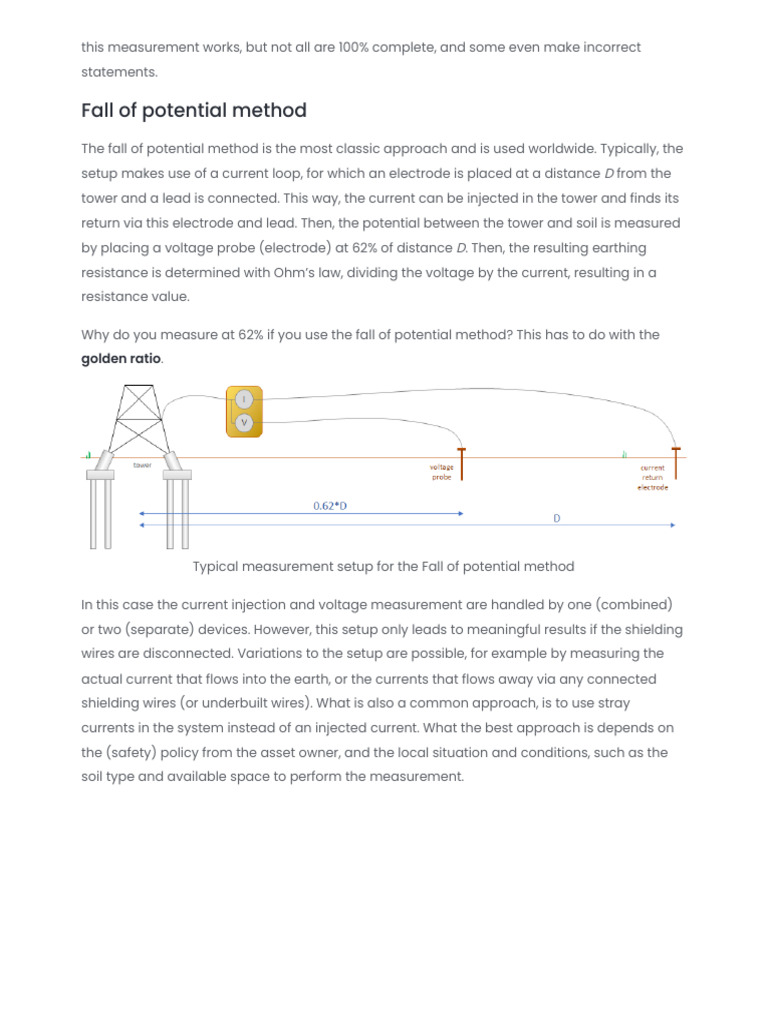 Fall of Potential Method for Earth Resistance | PDF