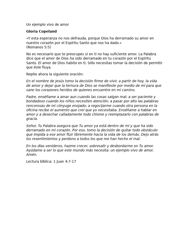 Un Ejemplo Vivo de Amor | PDF