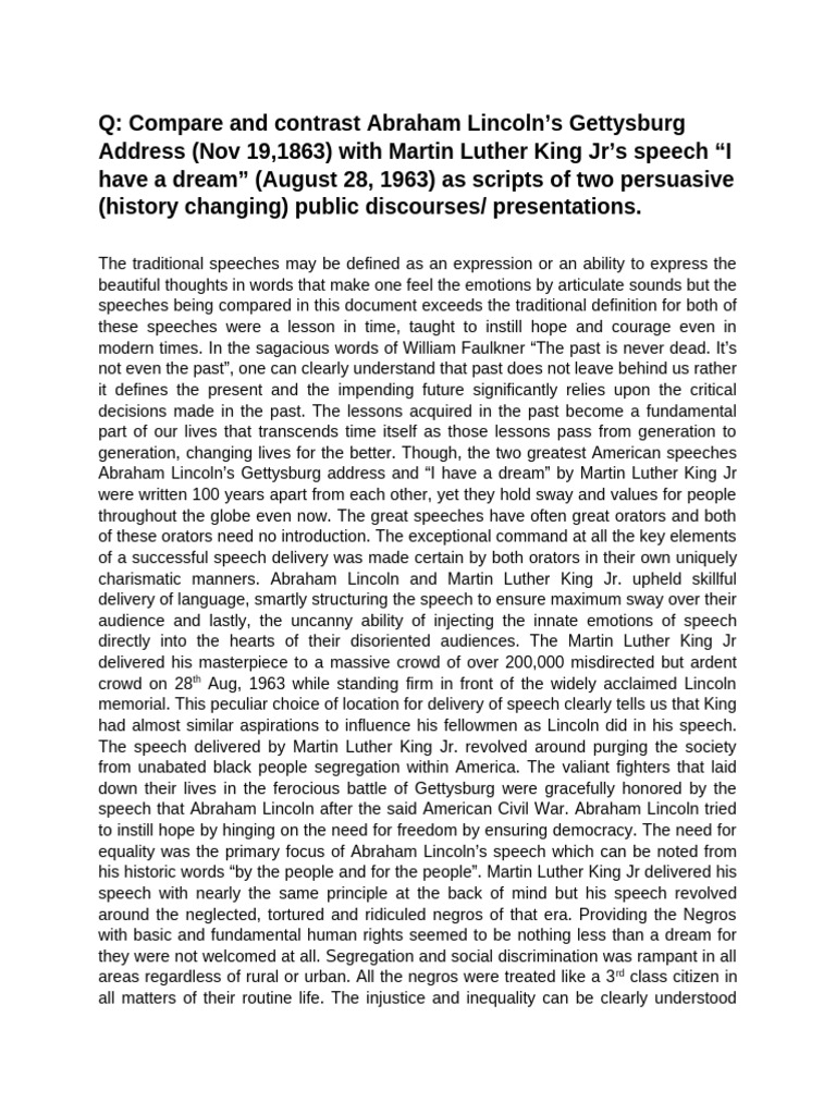 Comparative Analysis Between Two Speeches | PDF | Public Speaking ...
