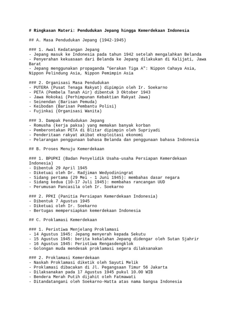 Pendudukan Jepang dan Proklamasi RI | PDF