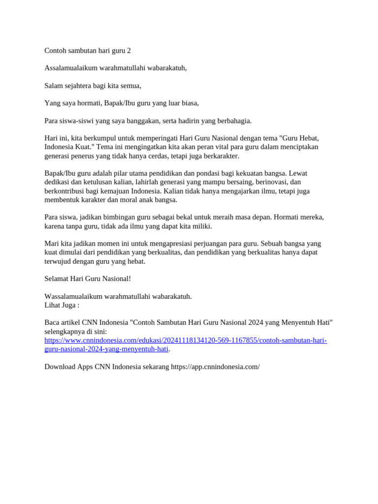 Contoh sambutan hari guru 2 | PDF