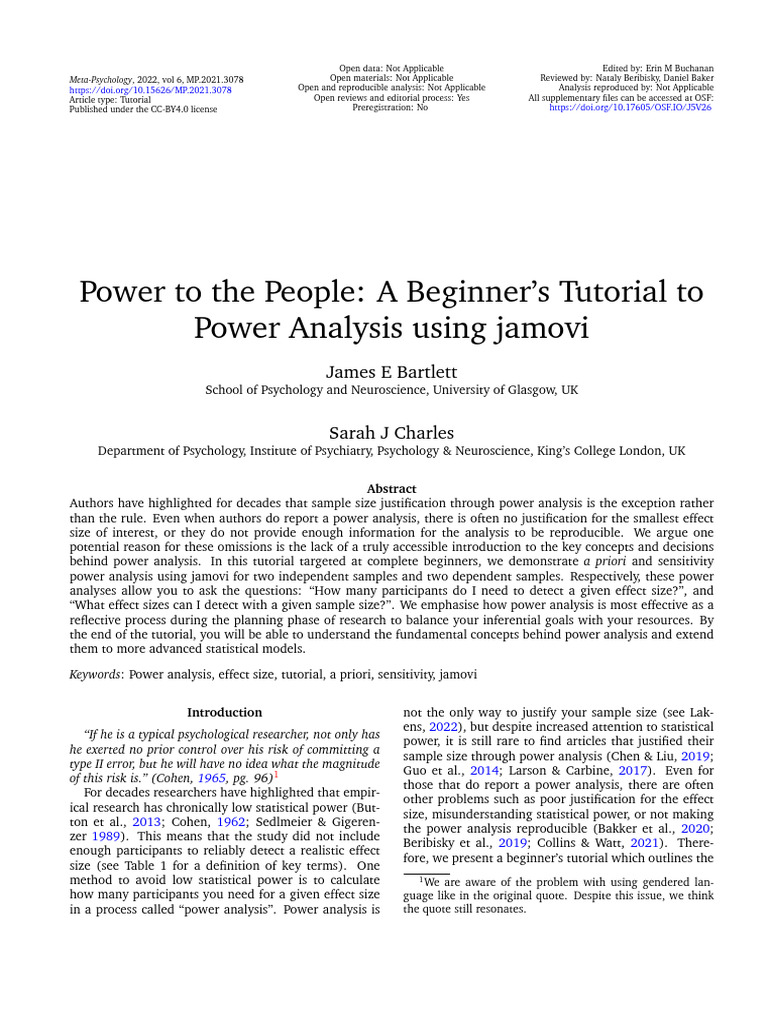 Beginner's Guide to Power Analysis | PDF | Type I And Type Ii Errors ...