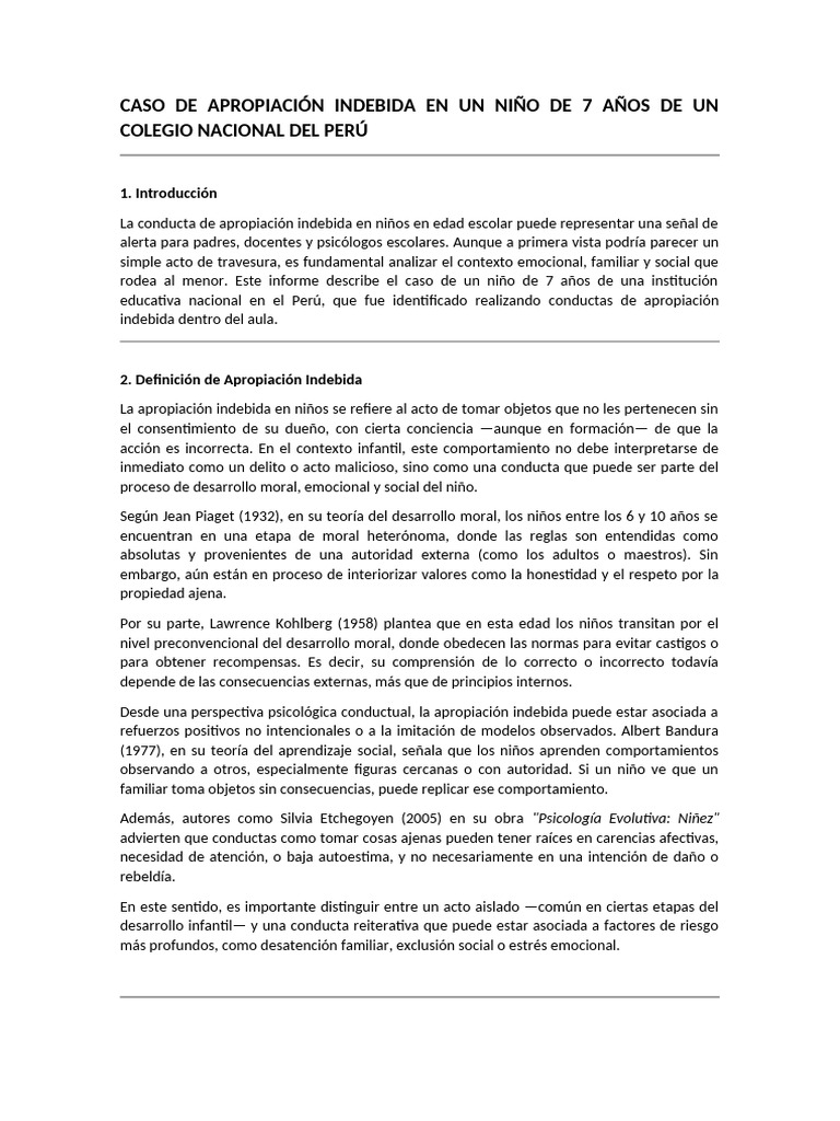 Apropiación Indebida en Niños: Caso de Matías | PDF | Teoría de apego ...