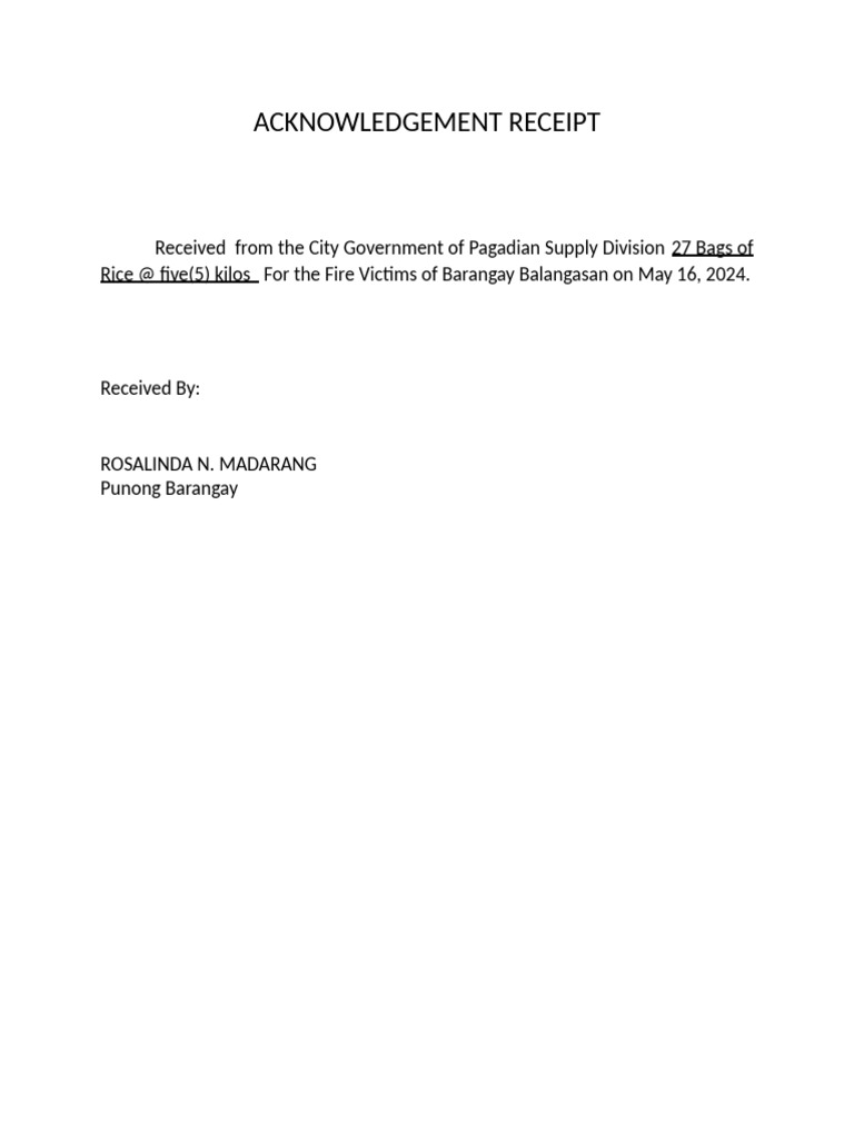 Acknowledgement Receipt | PDF