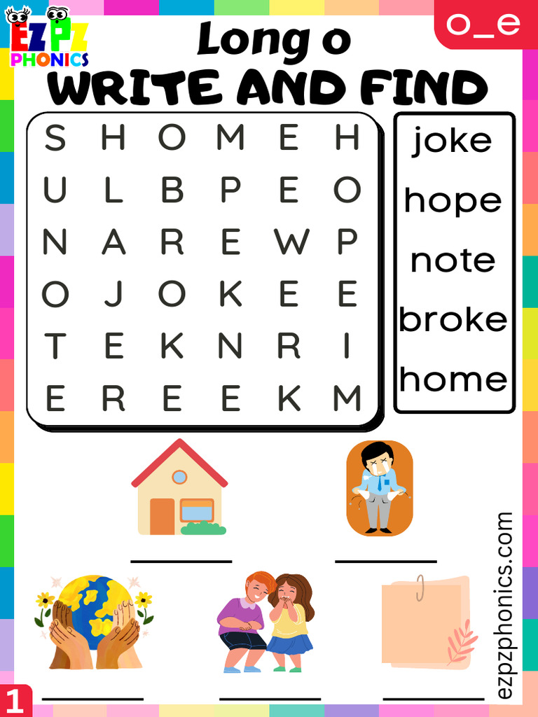 1 Group1 O_E Words Write and Find Long O Phonics Worksheet | PDF