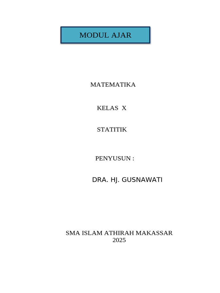 Modul Statistik Kelas X Matematika | PDF