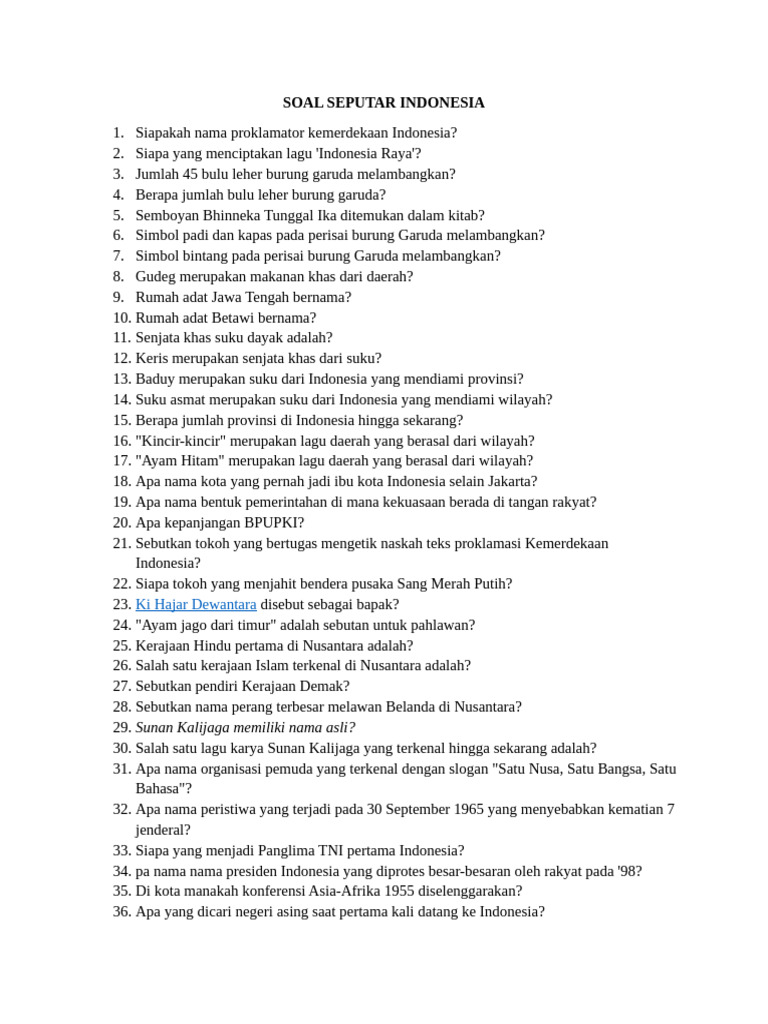 Soal Seputar Indonesia | PDF