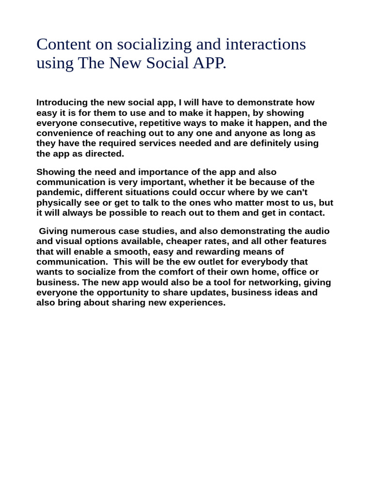 1111 Assignment High Five Content On Socializing and Int | PDF