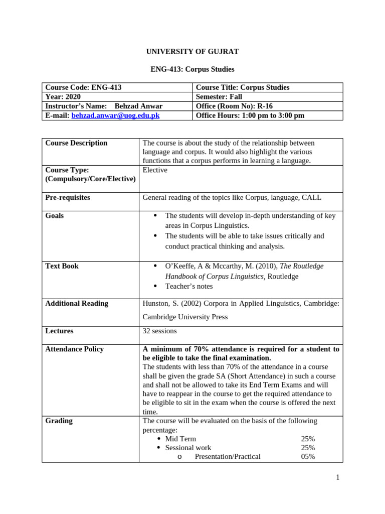 20. ENG-413 Corpus Studies | PDF | Linguistics | Human Communication