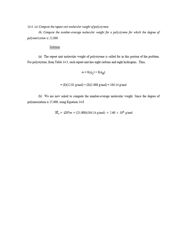 Practie Problems On Polymers | PDF | Deformation (Engineering) | Polymers