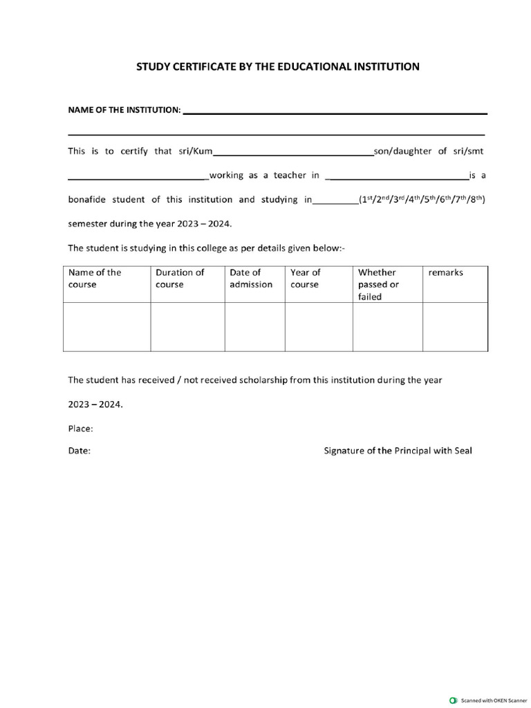 Study Certificate by HOI | PDF