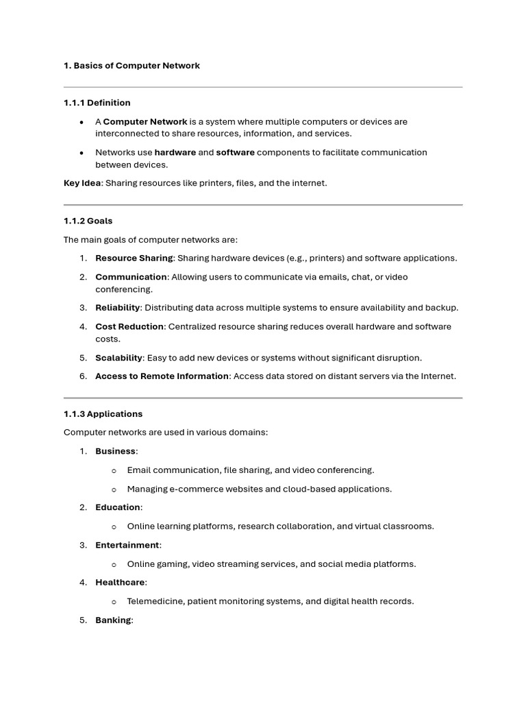 Ch. No 1 Introduction To Computer Network PDF | PDF | Computer Network ...