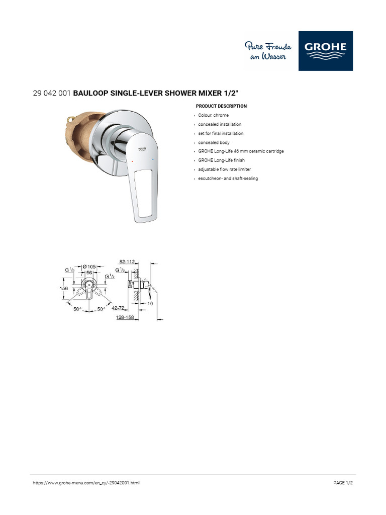 GROHE Specification Sheet 29042001 | PDF
