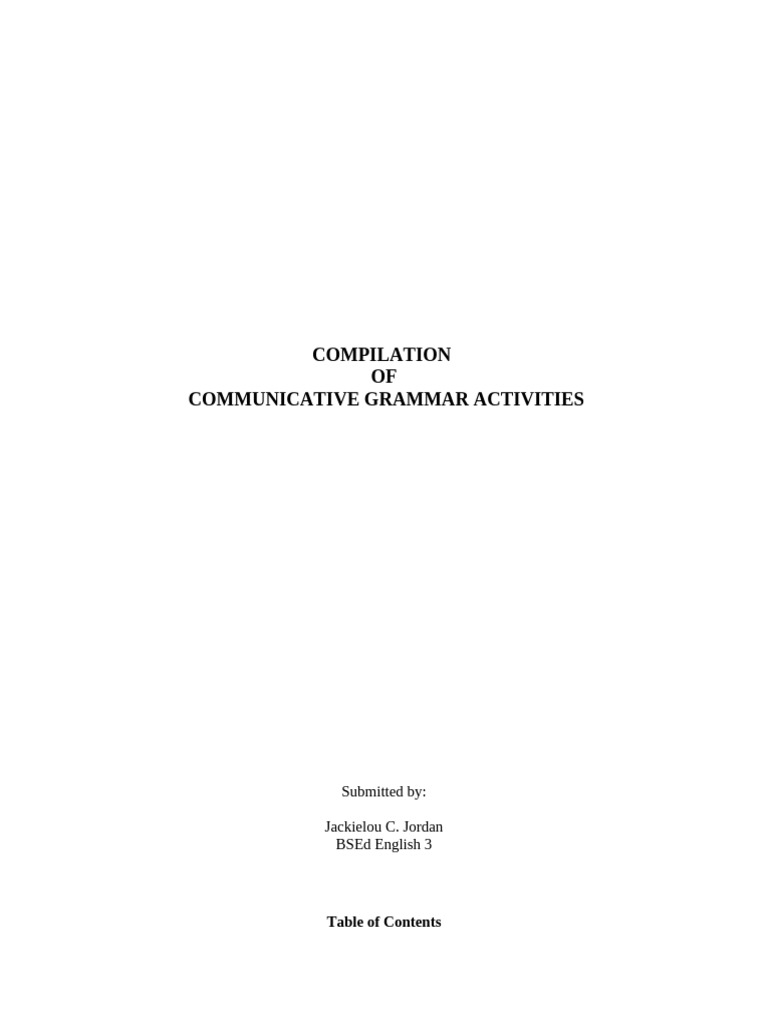 Compilation of Grammar Activities... | PDF | Teachers | English Language