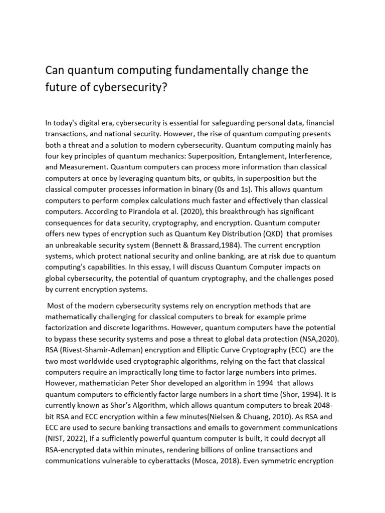 Can Quantum Computing Fundamentally Change The Future of Cybersecurity | PDF | Quantum Computing ...