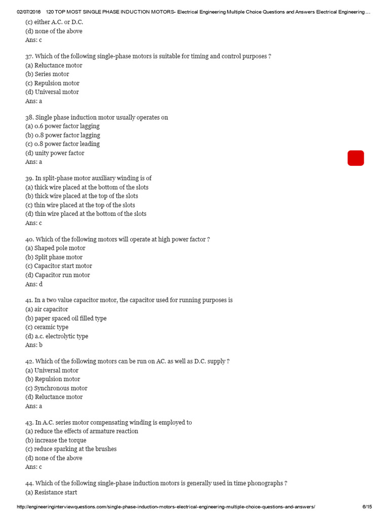 120 Top Most Single Phase Induction Motors Electrical Engineering ...