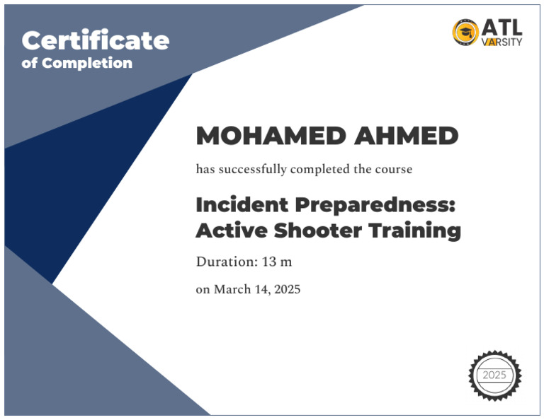 Active Shooter Training Certificate | PDF