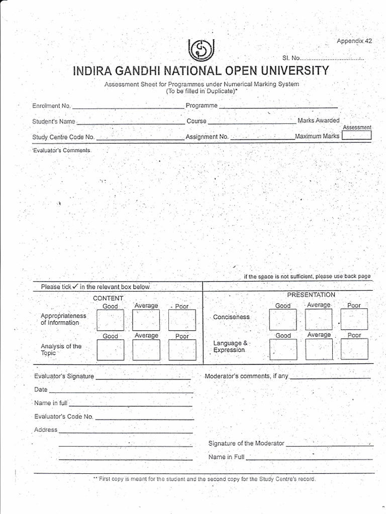 Assignment Front Sheet Ignou | PDF