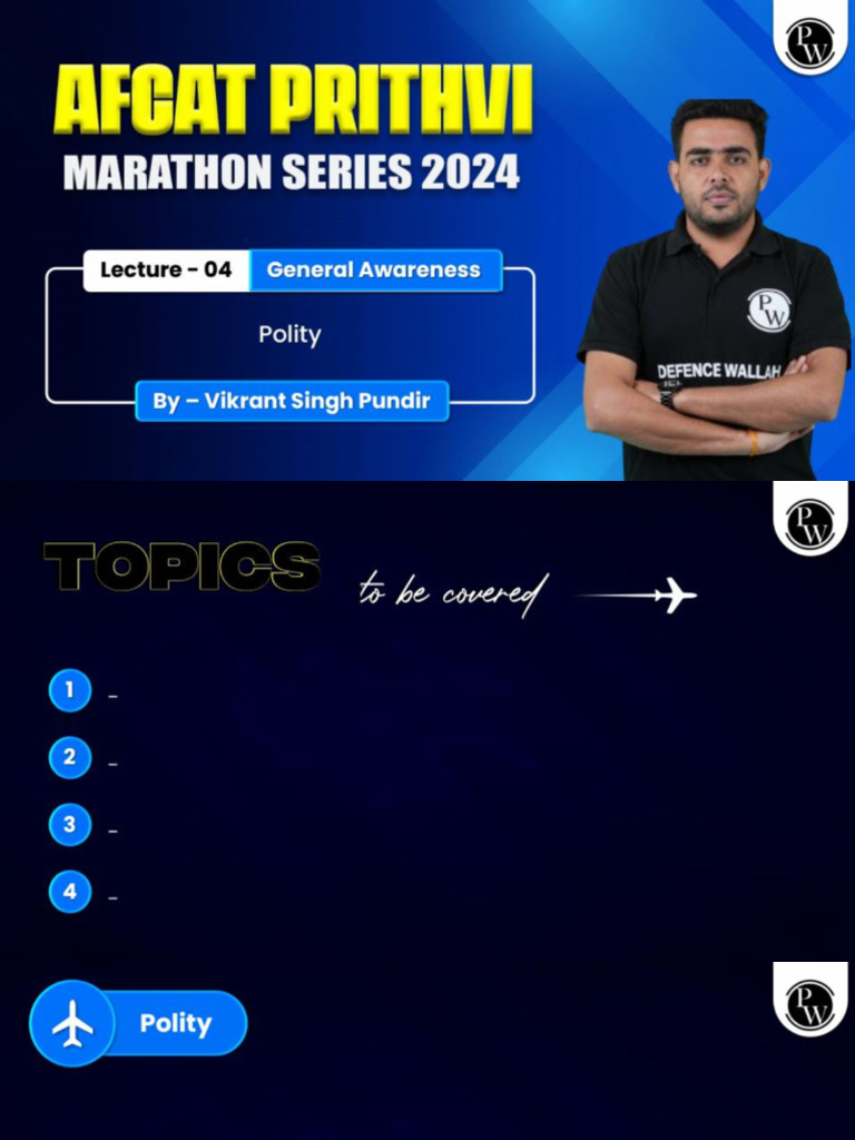 Lec 04 General Awareness Polity AFCAT Prithvi Marathon Series Vikrant | PDF
