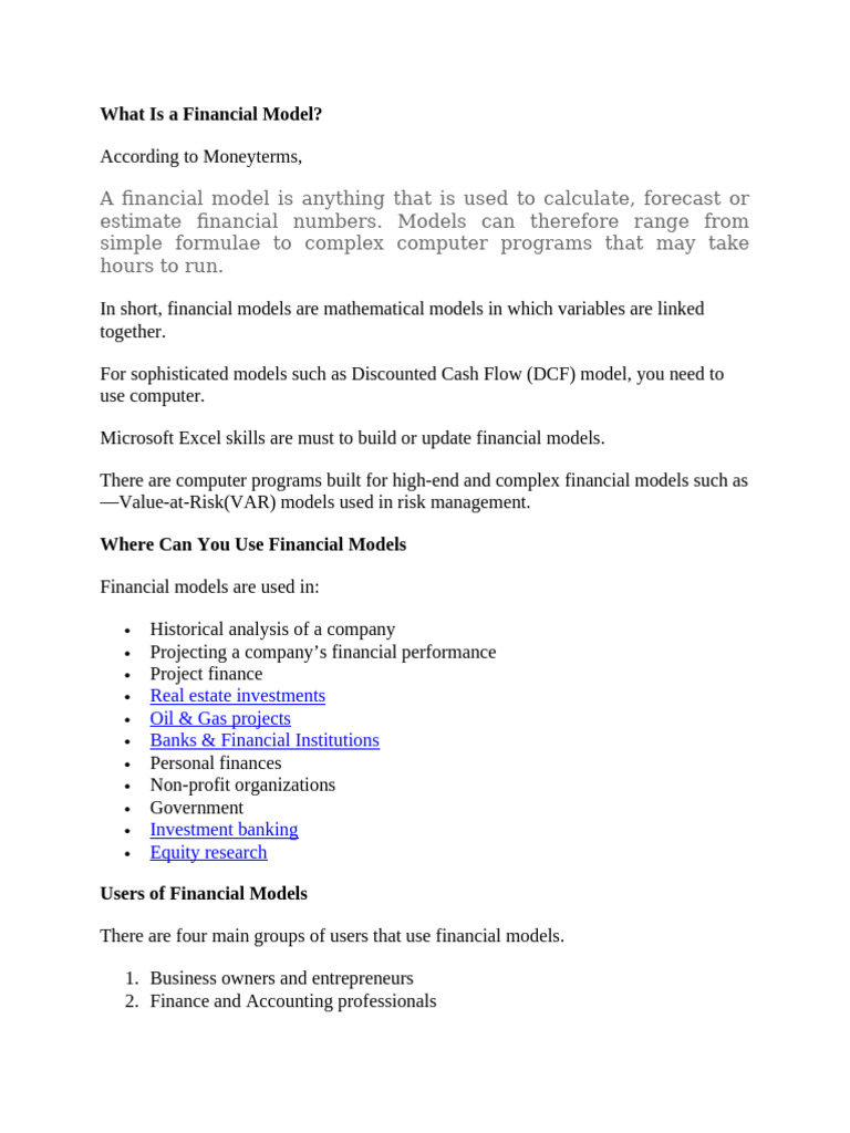 What Is a Financial Model | PDF | Discounted Cash Flow | Financial Modeling