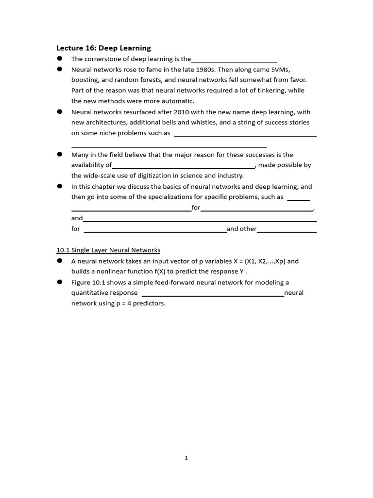 Machine Learning-Lecture 16 (Student) | PDF | Deep Learning | Logistic Regression