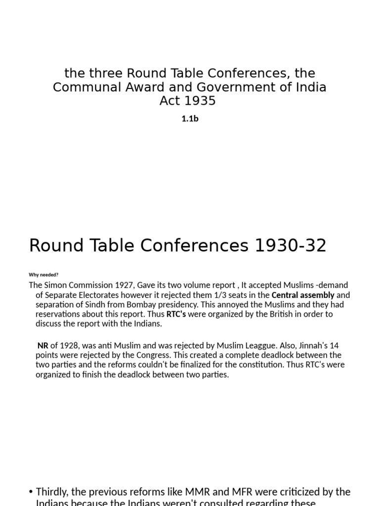 Impact of Round Table Conferences on Muslims | PDF | Muhammad Ali ...