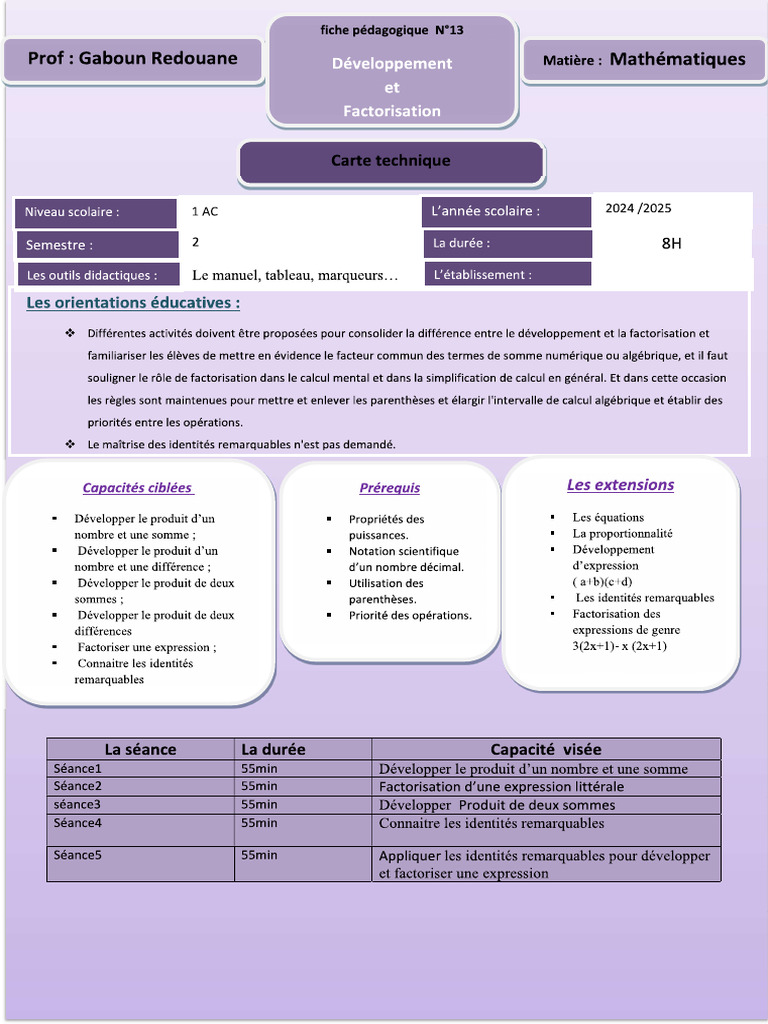 Developpement Et Factorisation | PDF