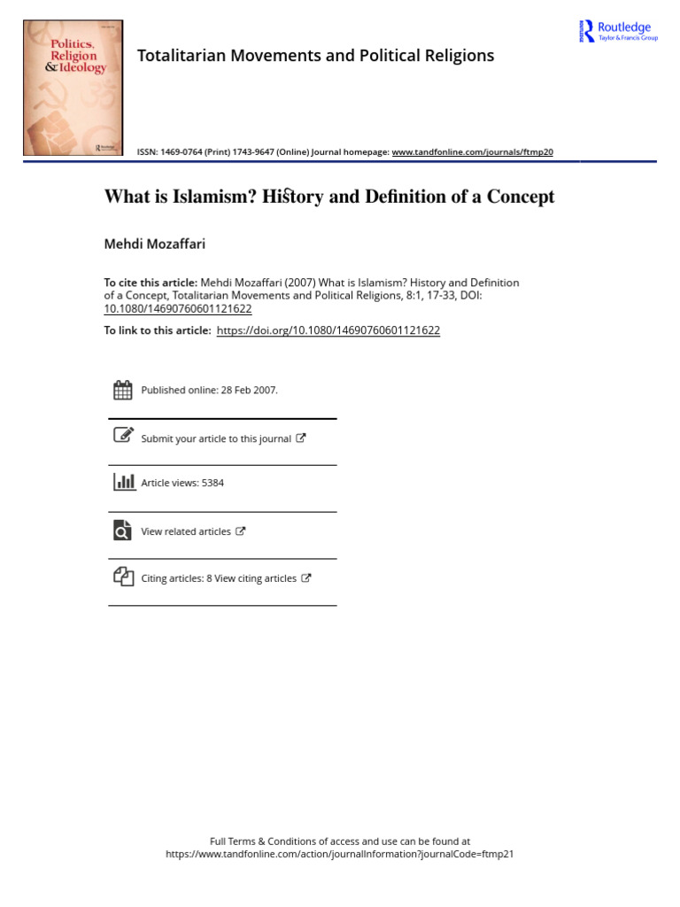 What Is Islamism - History and Definition of A Concept (Mehdi Mozaffari ...