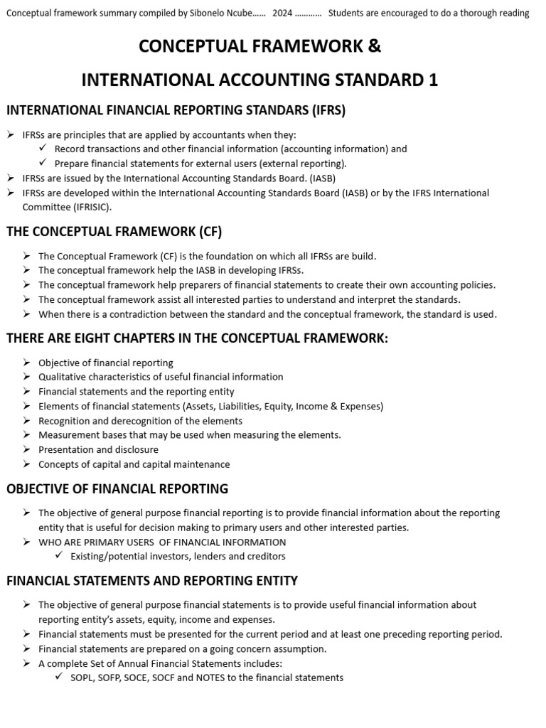 Conceptual Framework and IAS 1 | PDF | International Financial ...