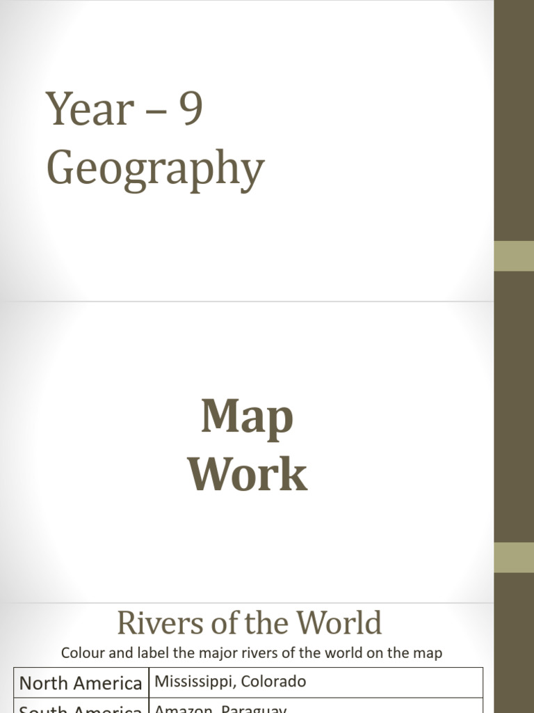 Major Rivers, Oceans, and Mountains Map | PDF
