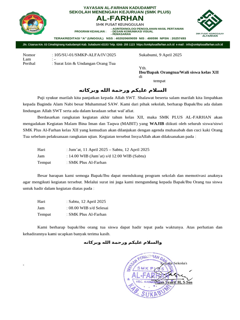 Surat Undangan Mabit Kelas XII | PDF