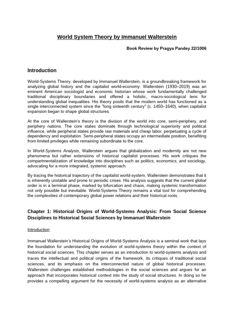 Wallerstein's World-Systems Theory Review | PDF | World Systems Theory ...