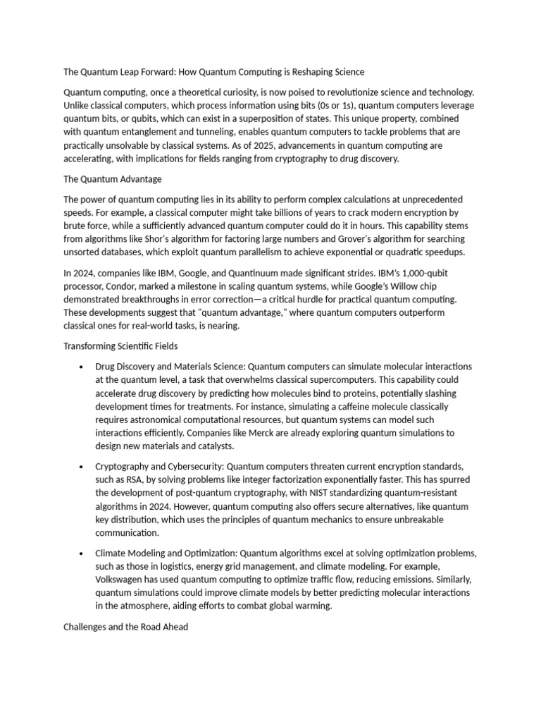 The Quantum Leap Forward | PDF | Quantum Computing | Computing