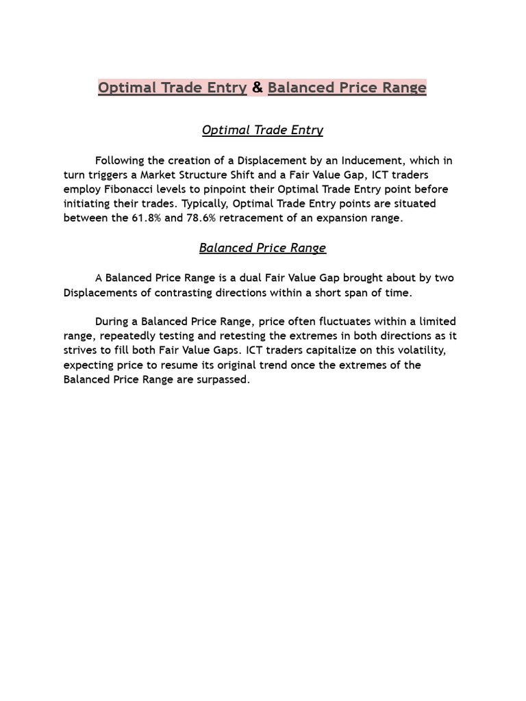 Optimal Trade Entry & Balanced Price Range | PDF