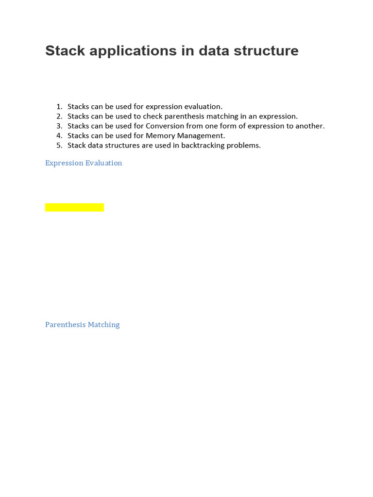 Stack Apllication in DS | PDF | Mathematical Notation | Software ...