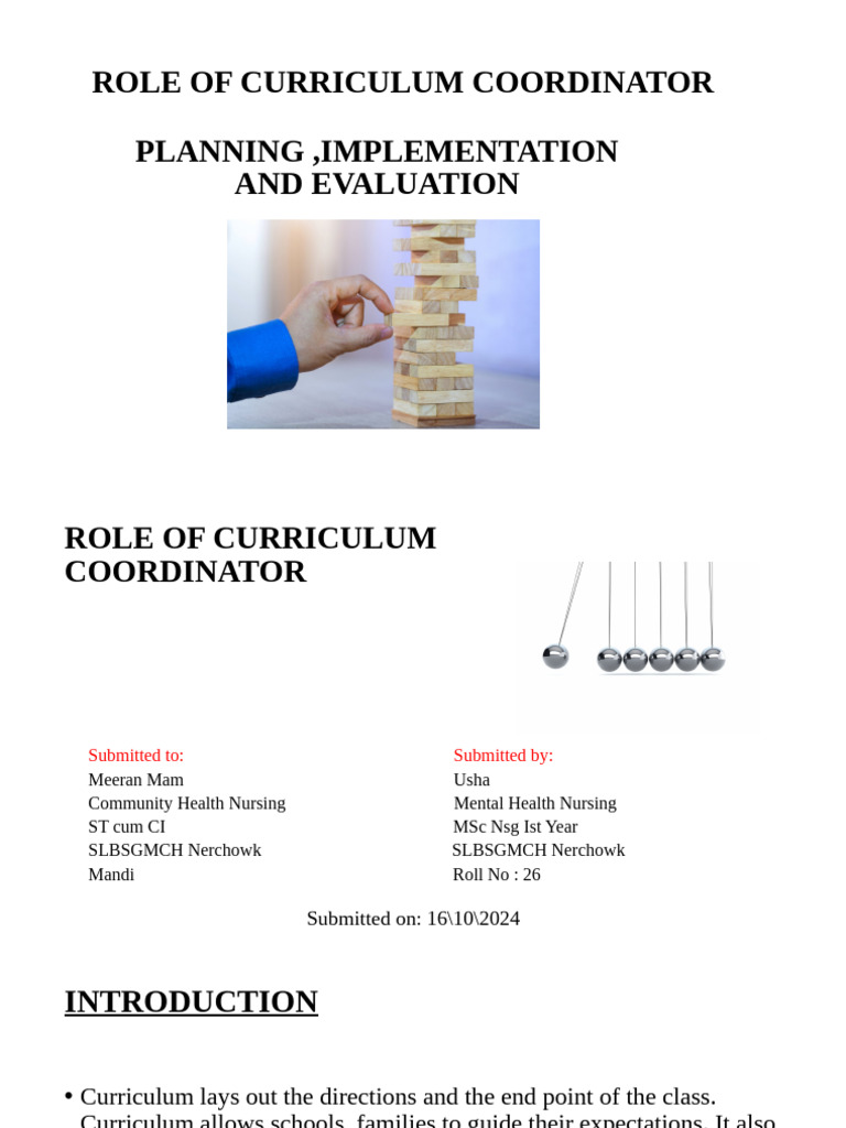 Curriculum Coordinator's Role Explained | PDF | Curriculum | Evaluation