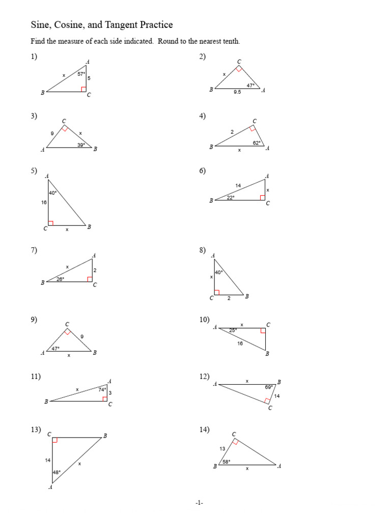 Sine and Cosine Law Practice Answers | PDF | Trigonometric Functions ...