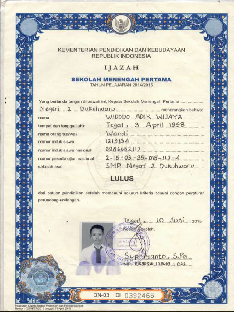 Ijazah Widodo | PDF