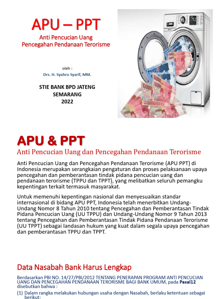 APU dan PPT: Pencegahan Pencucian Uang | PDF