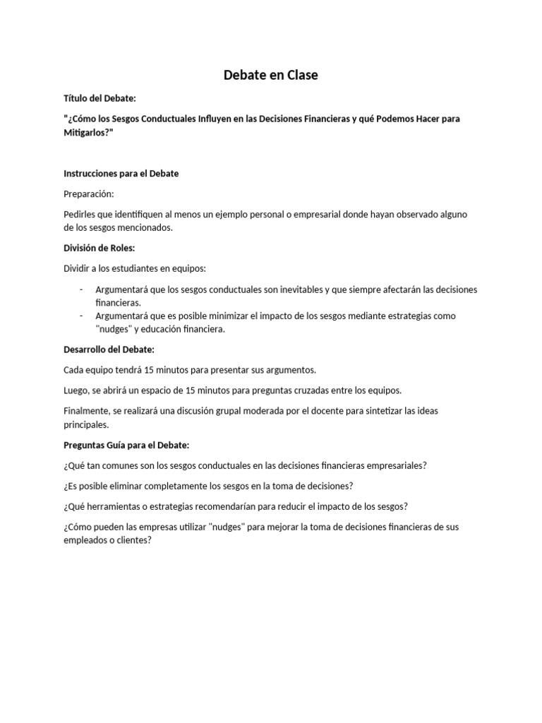 Debate en Clase | PDF