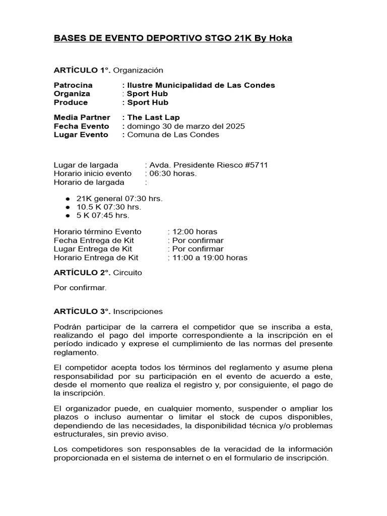 Bases del Evento STGO 21K 2025 | PDF | Hospital