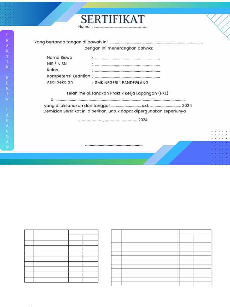 Blanko Surat Sertifikat Pkl 2024 (2) | PDF