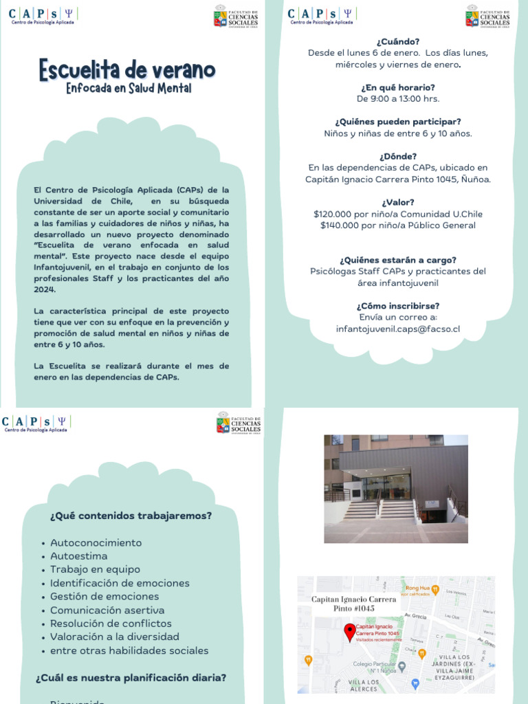 Folleto Escuelita De Verano Caps 2025 Pdf Sicología Ciencias Del Comportamiento
